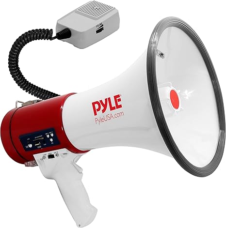 Pyle Megaphone 50-Watt Siren Bullhorn - Bullhorn Speaker w/ Detachable ...